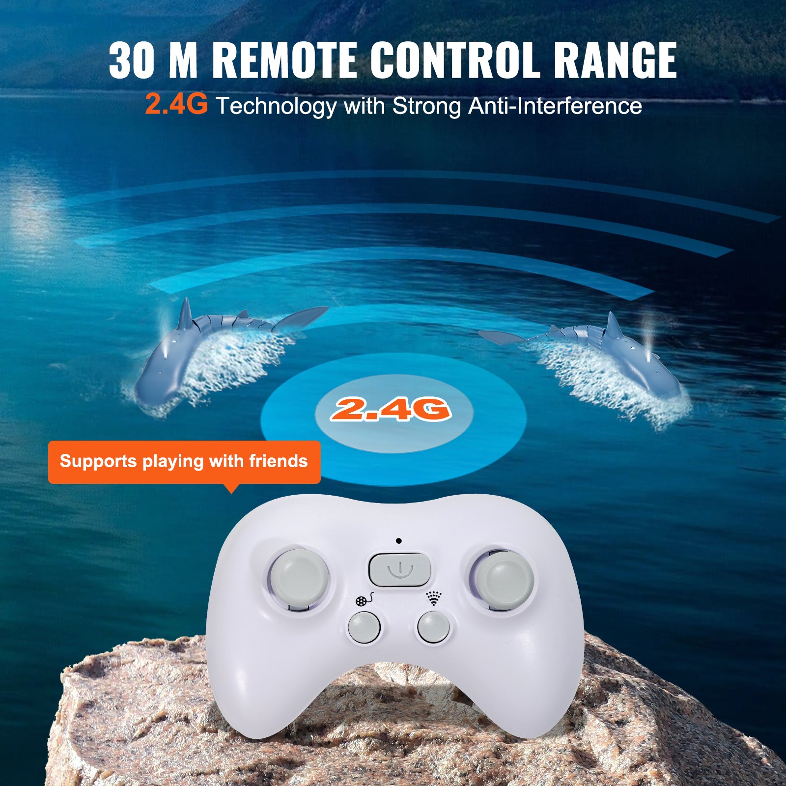 VEVOR Remote Control Shark for Pool – 2.4GHz, RC, Toy Boat
