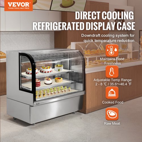 VEVOR Refrigerated Display Case Bakery Display Fridge Case 18 cu ft ...