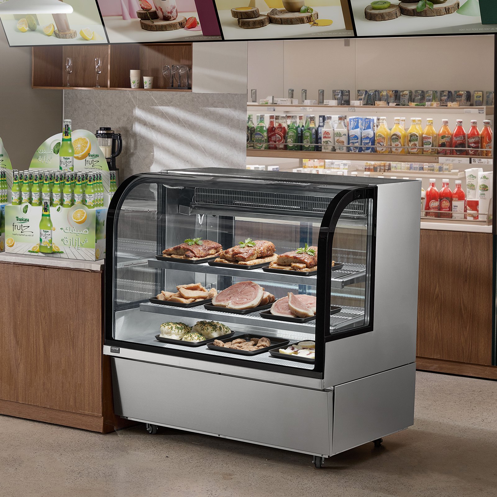 VEVOR Refrigerated Bakery Display Case – 18 cu. ft, 2-Tier
