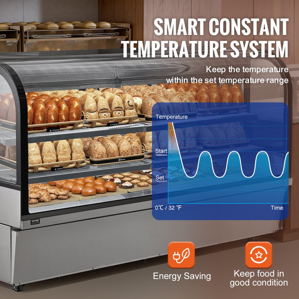 VEVOR Refrigerated Display Case Bakery Display Fridge Case 32 cu ft ...