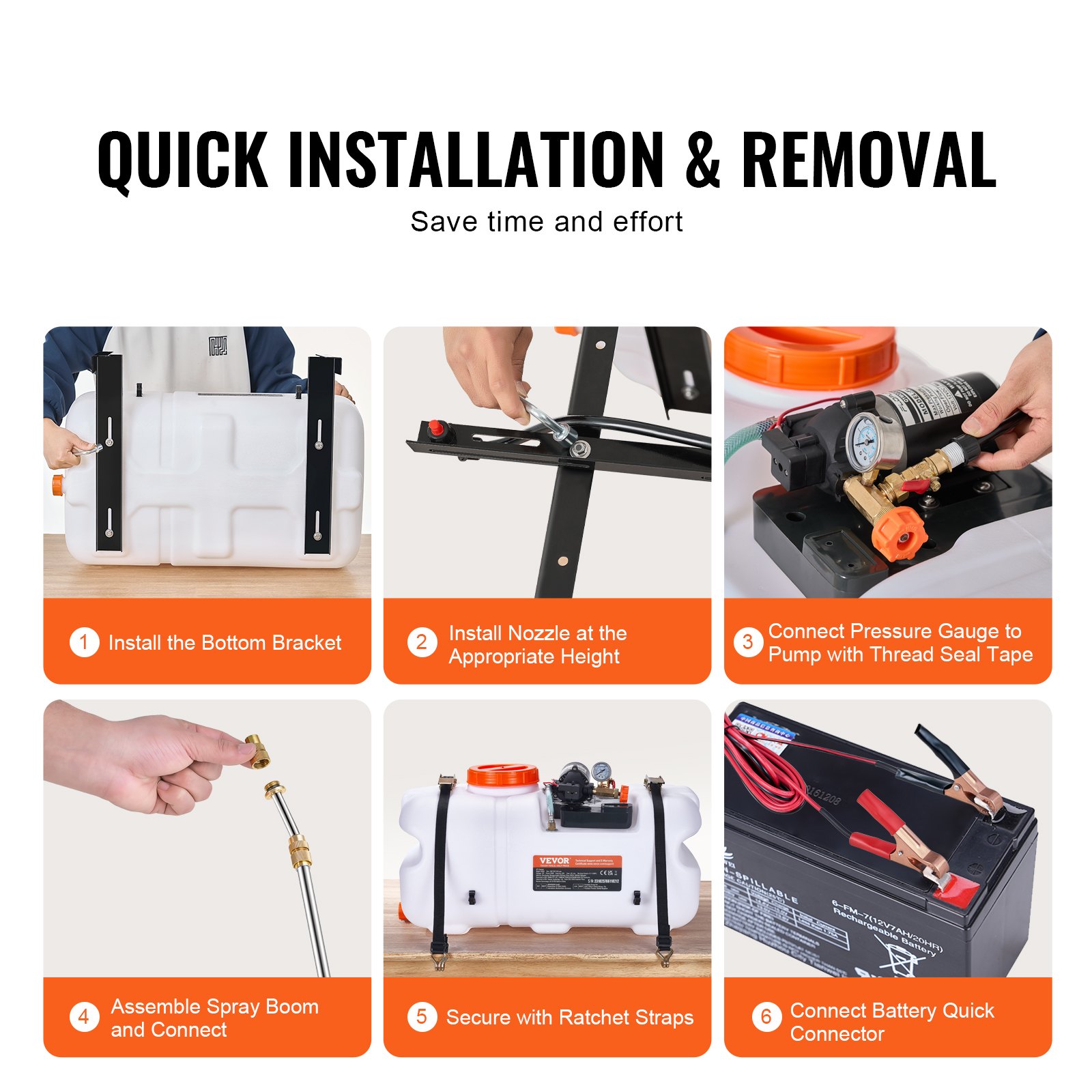 VEVOR ATV Spot Sprayer, 15.9 Gal/60 L ATV/UTV Broadcast Sprayer with A Nozzle Boom, 12 V Pump ...