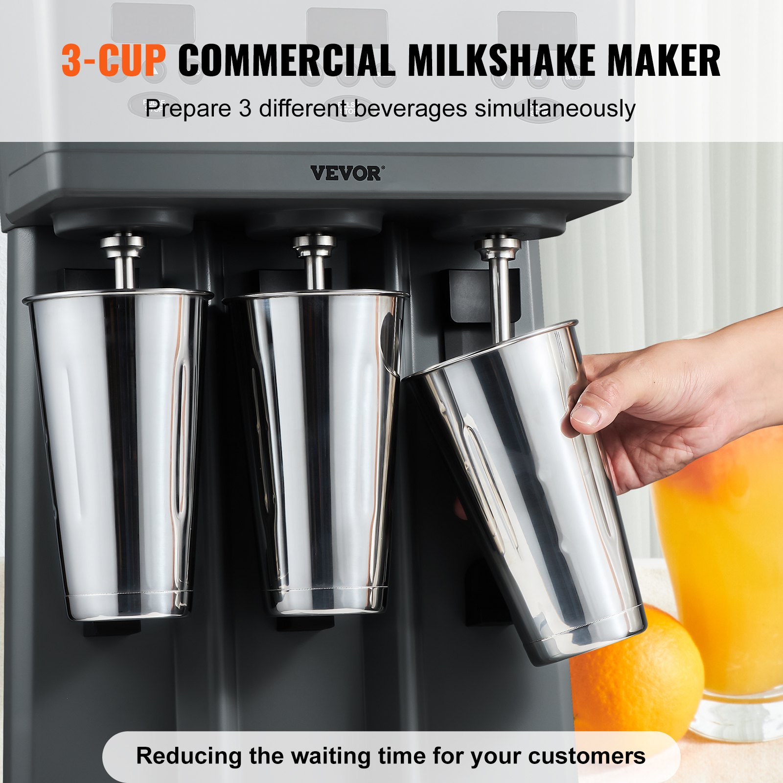 VEVOR Milkshake Maker, 375W x 3 Electric Milkshake Machine, Commercial ...