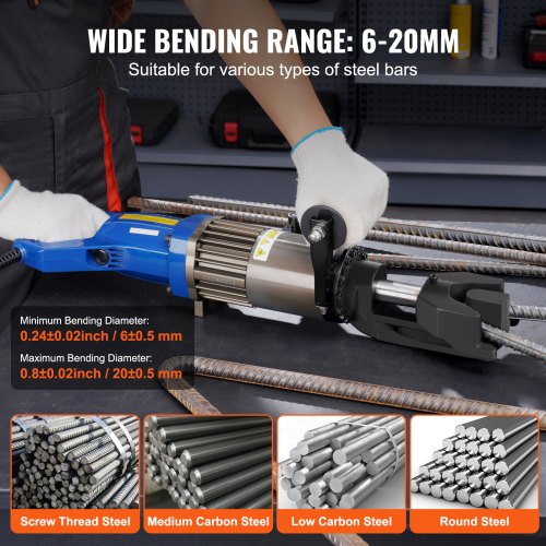 VEVOR Electric Hydraulic Rebar Bender, 1500W Portable Rebar Bending ...