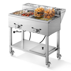 VEVOR Outdoor Propane Deep Fryer, 2 Burners (11,600 BTU Each ...