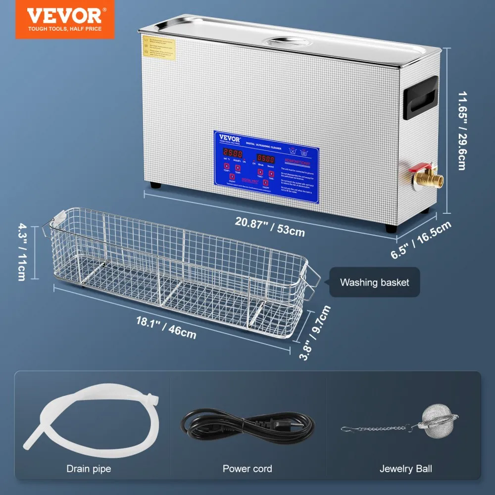 VEVOR 10L Ultrasonic Gun Cleaner, 300W Professional Ultra Sonic ...