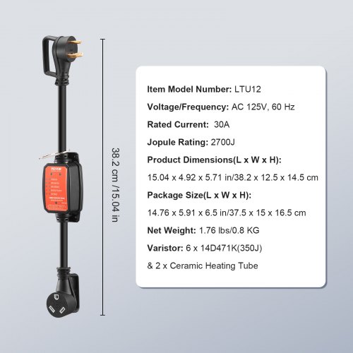 VEVOR RV Surge Protector, 30 Amp, 2700 Joules RV Voltage Protector ...
