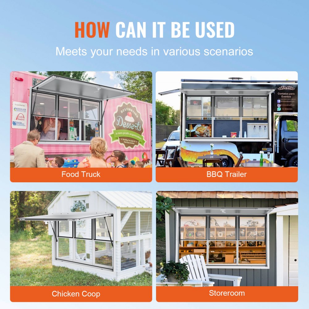 VEVOR Concession Window 60"x36", Aluminum Alloy Food Truck Service ...