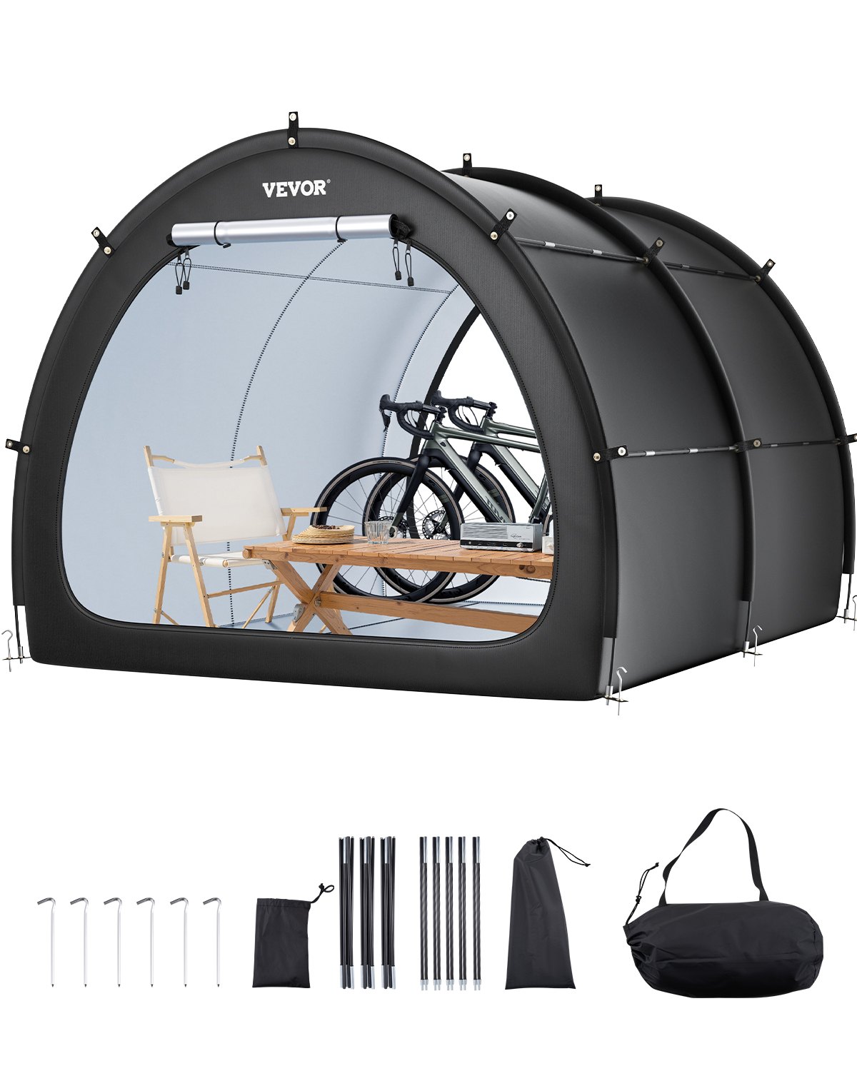 Outdoor Bike Storage Tent Fan-Shaped Waterproof Bike Tent for 5+ Bikes ...