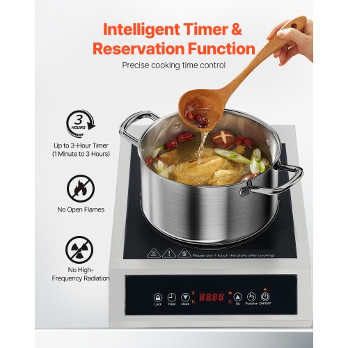 Portable Commercial Induction Cooktop 1800W Countertop Burner 9 Temp ...