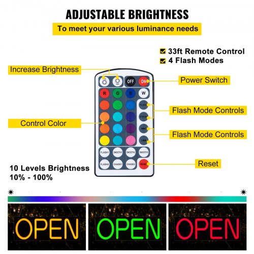 VEVOR LED Open Sign, 22" x 20" Neon Open Sign for Business, Multiple ...