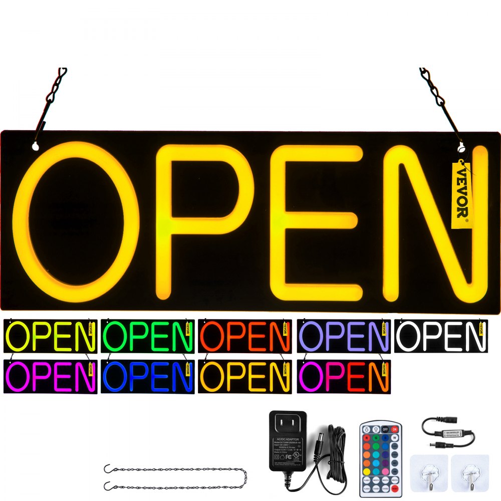 VEVOR LED Open Sign, 22" x 20" Neon Open Sign for Business, Multiple ...