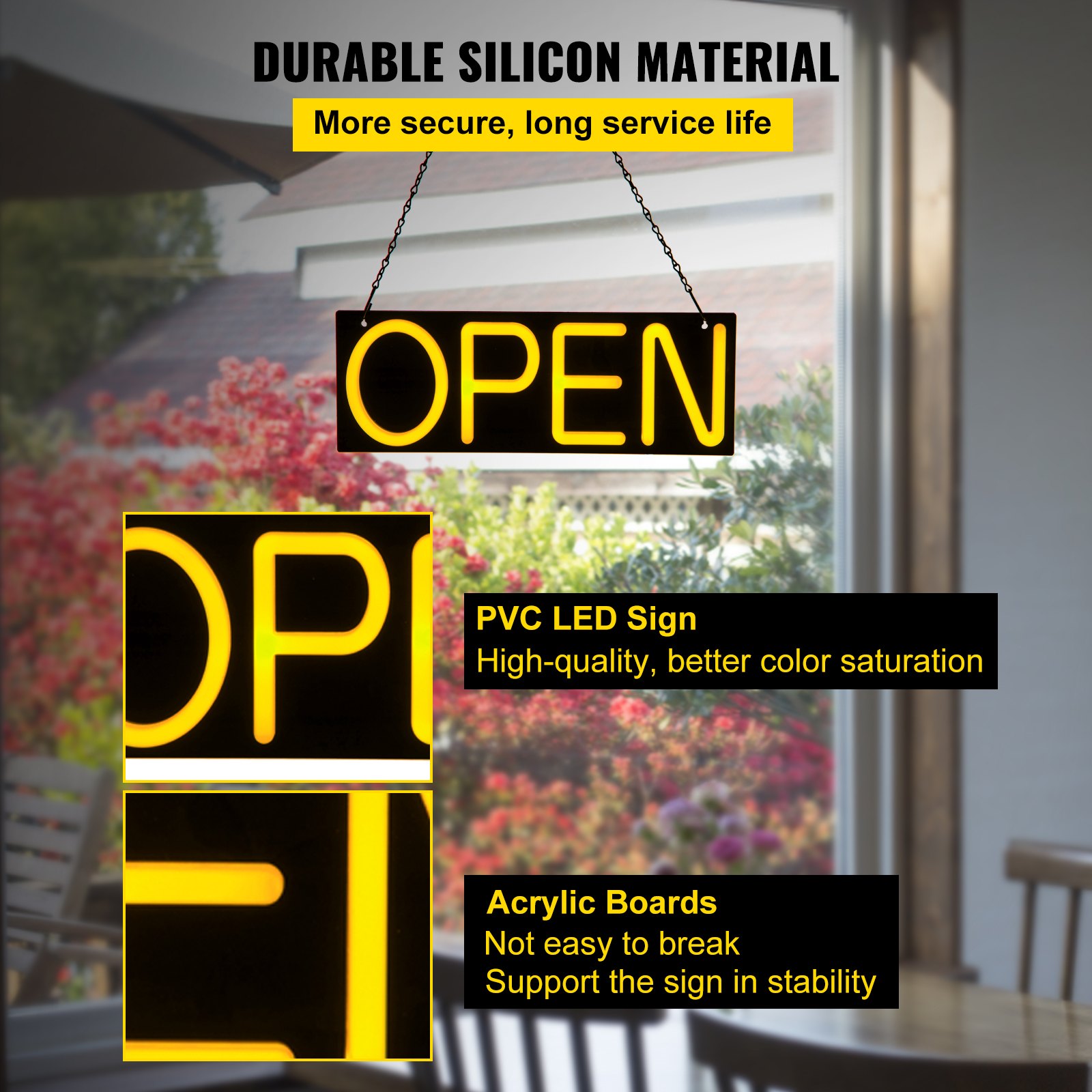 VEVOR LED Open Sign, 22" x 20" Neon Open Sign for Business, Multiple ...