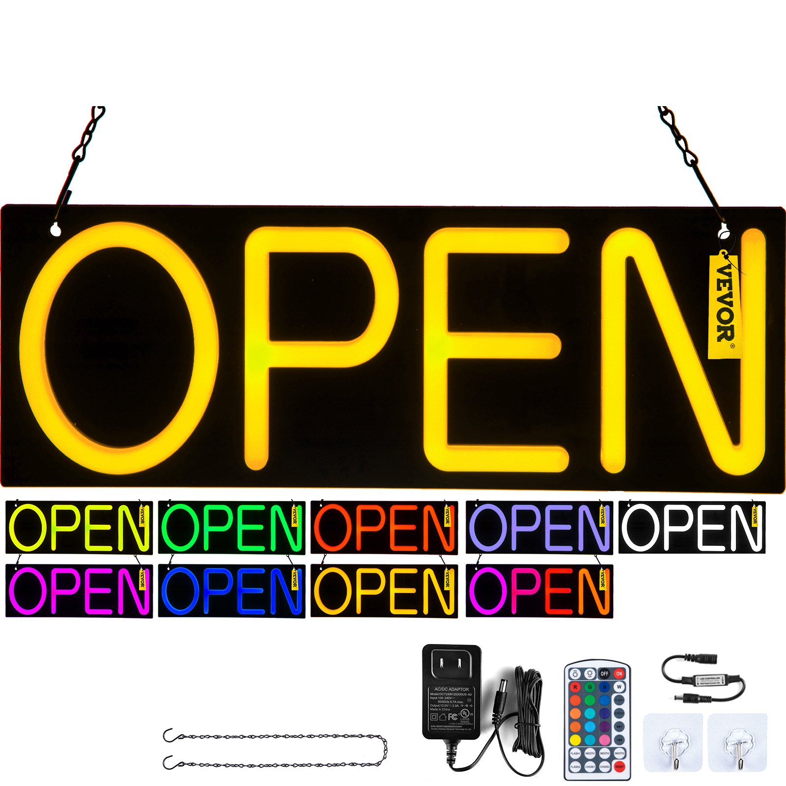 VEVOR LED Open Sign, 22" x 20" Neon Open Sign for Business, Multiple ...