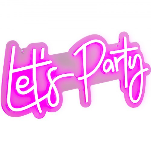 VEVOR Let's Party Neon Sign, 26" x 12" Neon Sign for Wall Decor ...