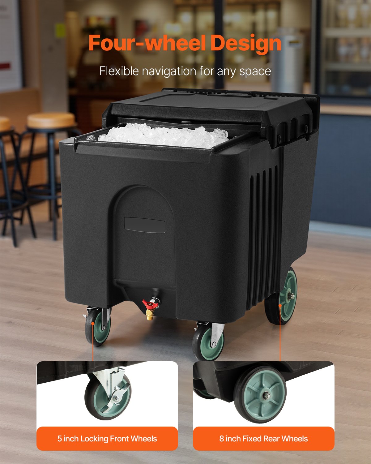 VEVOR Cambro Ice Caddy — 125L Heavy-Duty Ice Storage