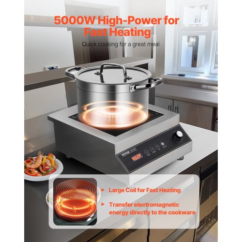 Portable Commercial Induction Cooktop 5000W Countertop Burner 16 Temp ...