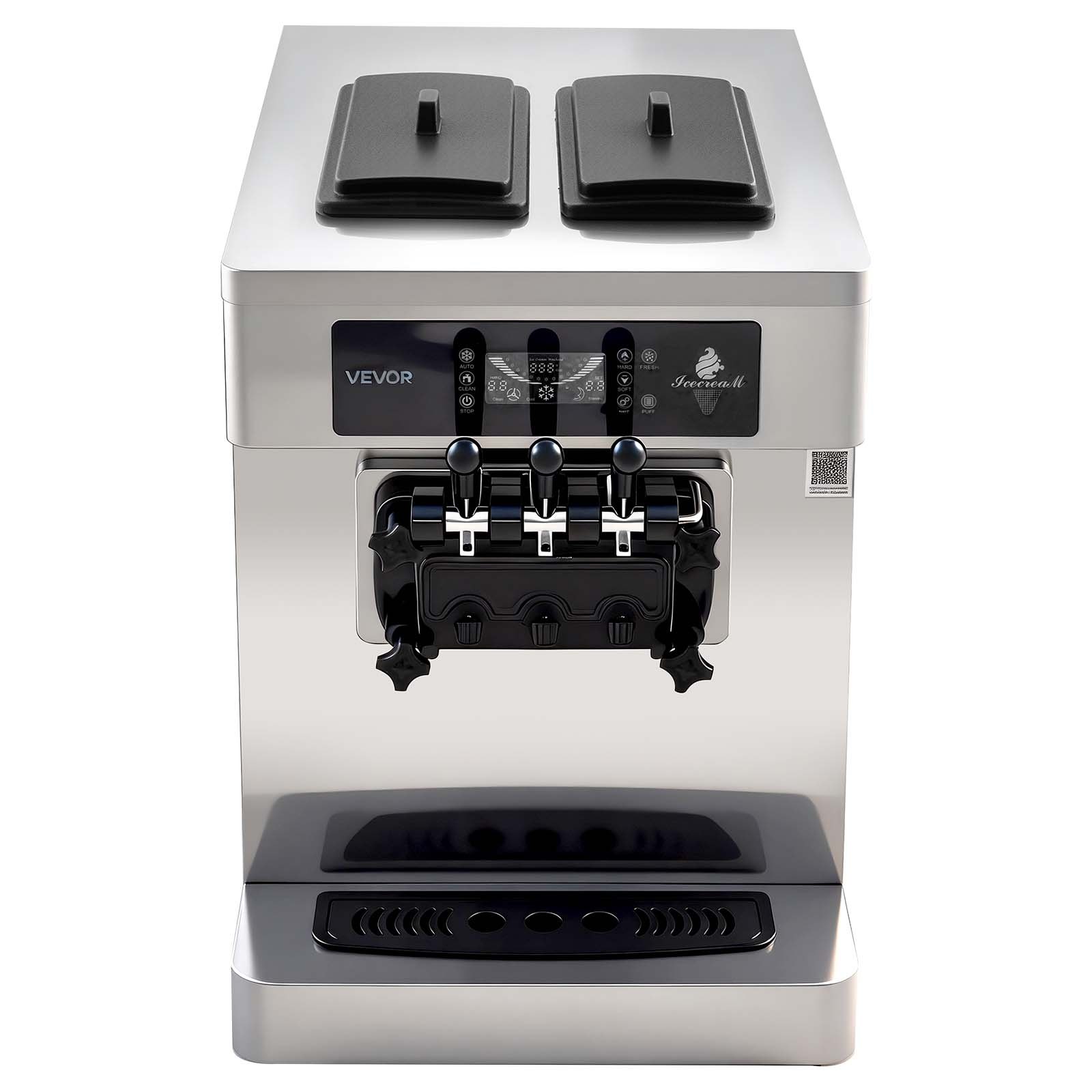 VEVOR Commercial Ice Cream Machine, 20-28L/H Yield, 2200W 3-Flavor ...