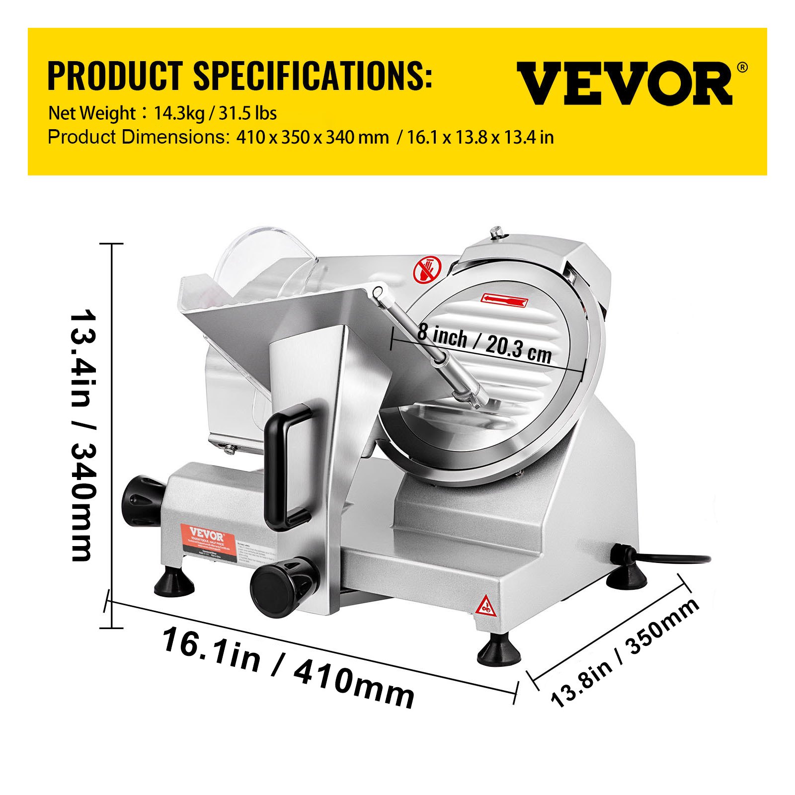 VEVOR Commercial Meat Slicer, 200W Electric Deli Food Slicer, 350 ...