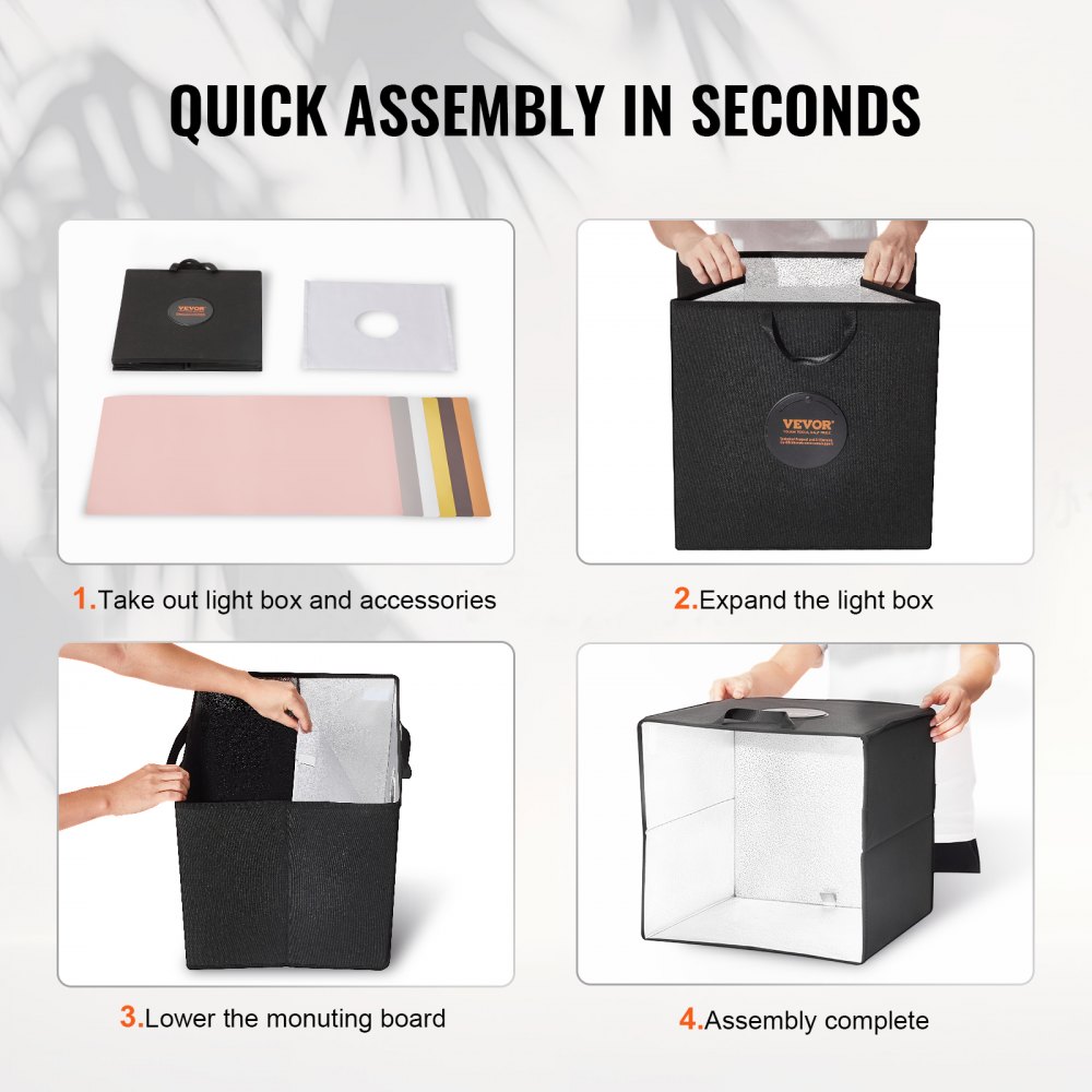 VEVOR LED Shooting Tent Kit – 12"x12", 120 LEDs, 6 Backdrops