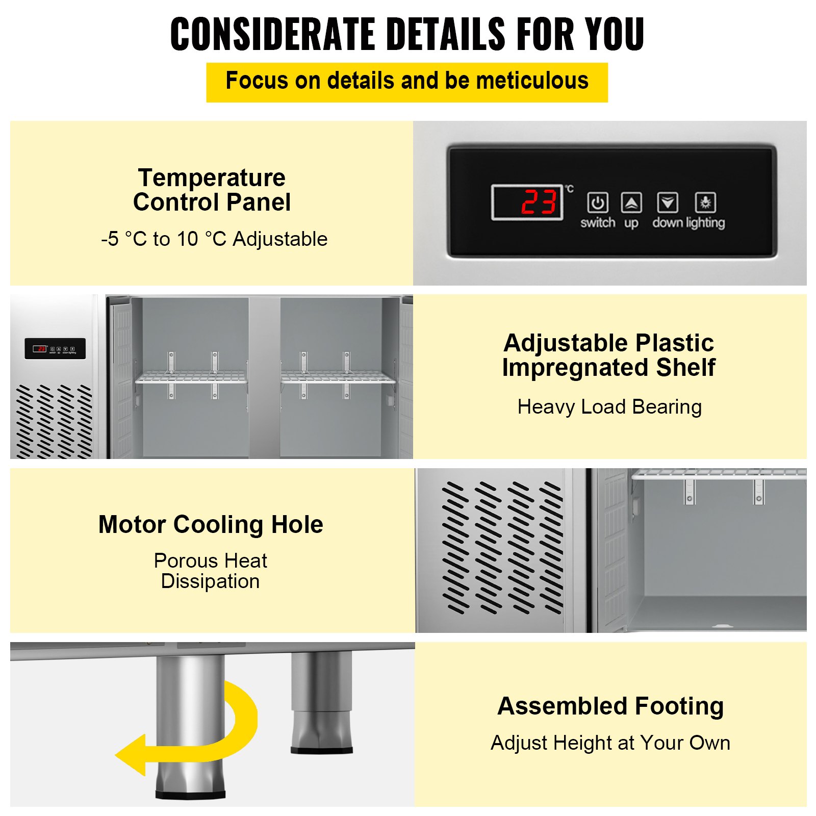 VEVOR Commercial Refrigerator,60'' Undercounter Refrigerator, Stainless ...