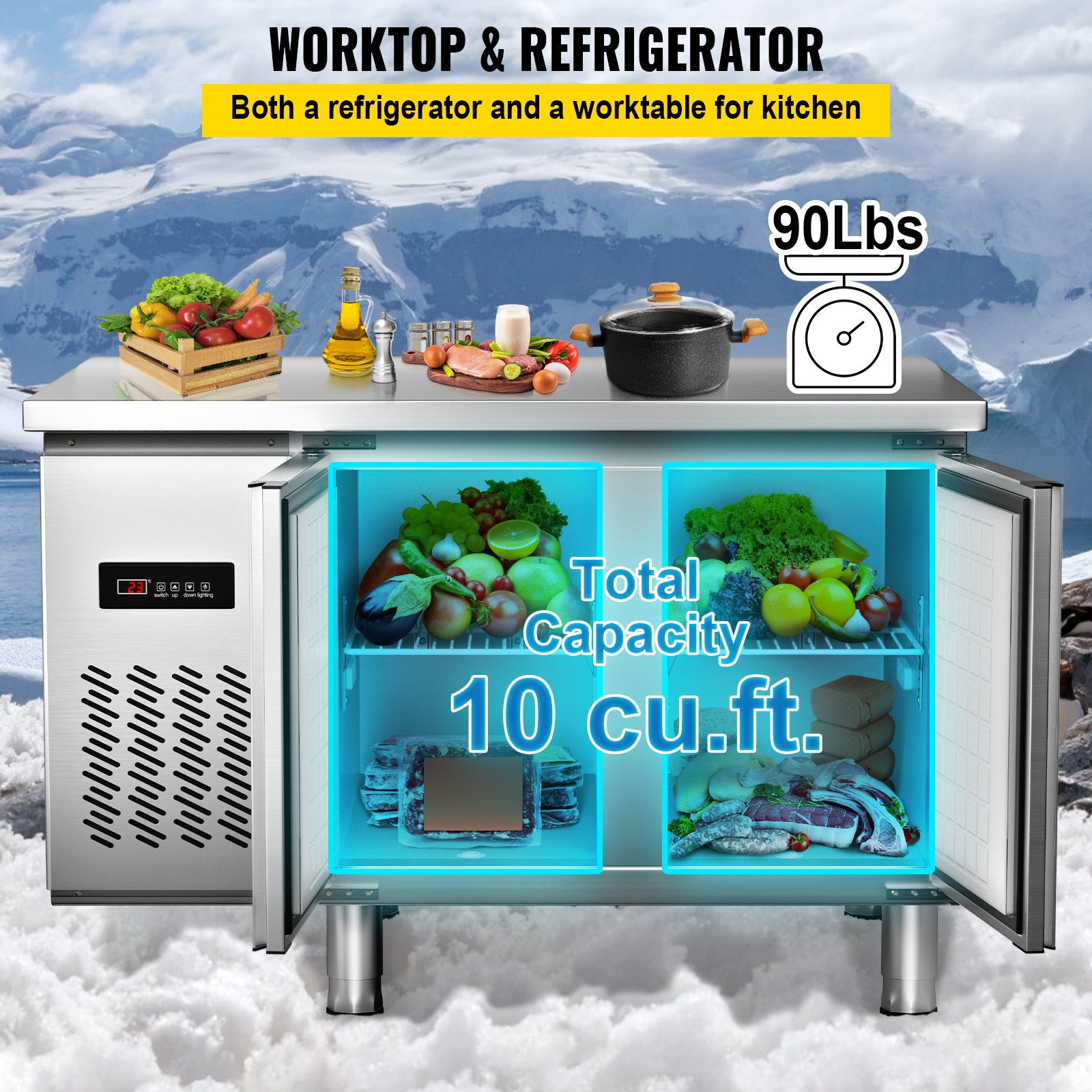 VEVOR Commercial Refrigerator,48'' Undercounter Refrigerator, Stainless ...