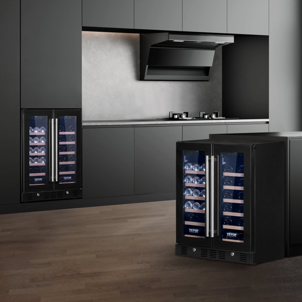 VEVOR 24" Wine and Beverage Refrigerator, 78 Cans and 20 Bottles Dual ...