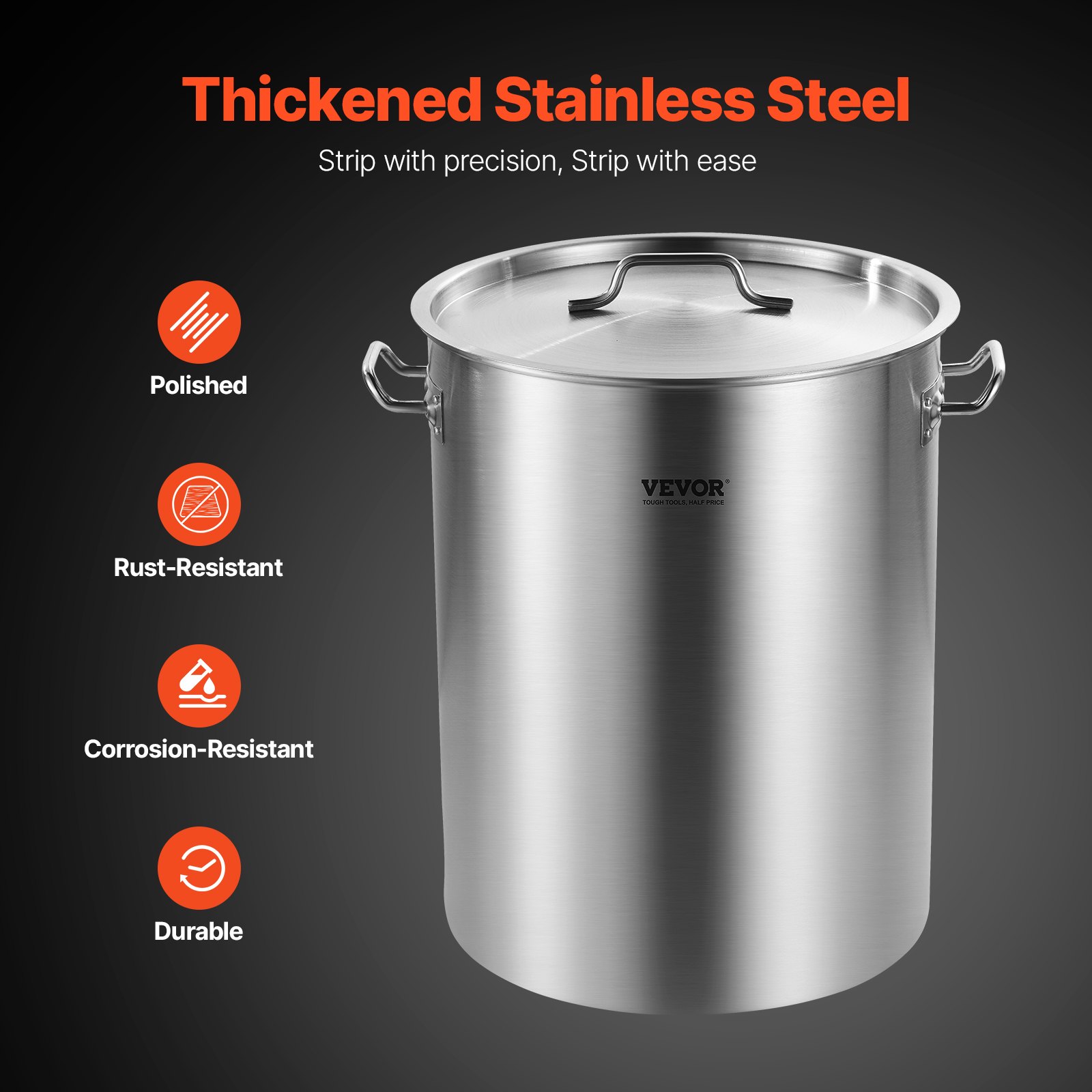 VEVOR 36QT Stainless Steel Stockpot Cooking Kitchen Sauce Pot with ...