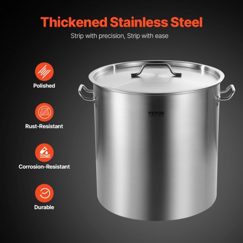 84QT Stainless Steel Stockpot Cooking Kitchen Sauce Pot with Basket Lid ...