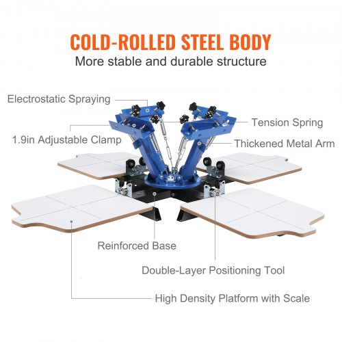 VEVOR 4 Color 4 Station Silk Screening Screenprint Press Screen ...