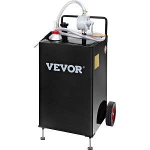 VEVOR 30 Gallon Gas Caddy Fuel Storage Tank with Wheels Portable Fuel Caddy with Manuel Transfer Pump Gasoline Diesel Fuel Container for Cars Lawn Mowers ATVs Boats More Black VEVOR EU