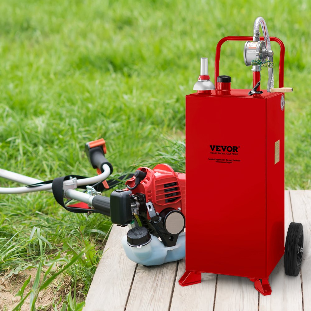 VEVOR 30 Gallon Fuel Caddy, Fuel Storage Tank on 2 Wheels, Portable Gas ...