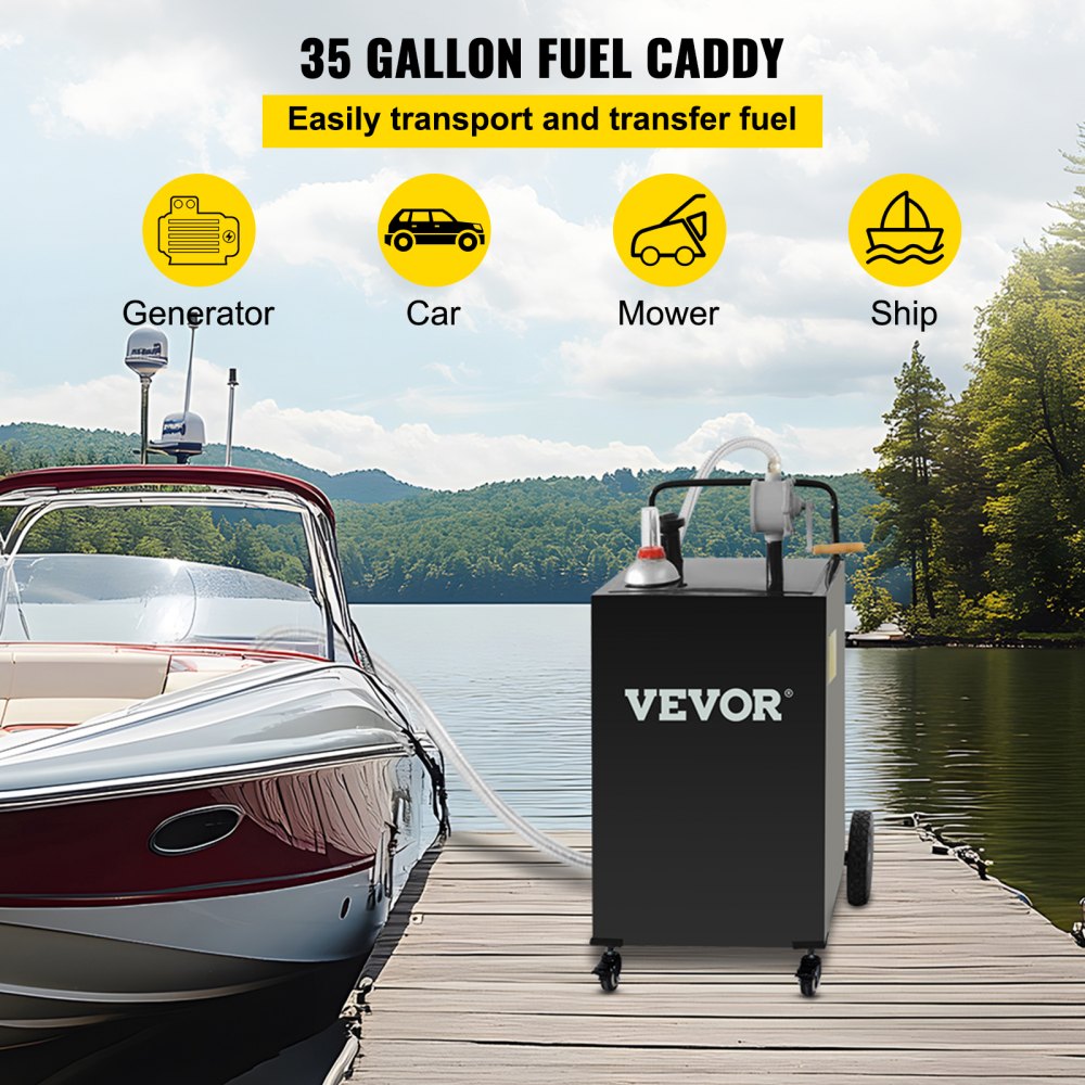VEVOR Fuel Caddy, 35 Gallon, Gas Storage Tank on 4 Wheels, with Manuel ...