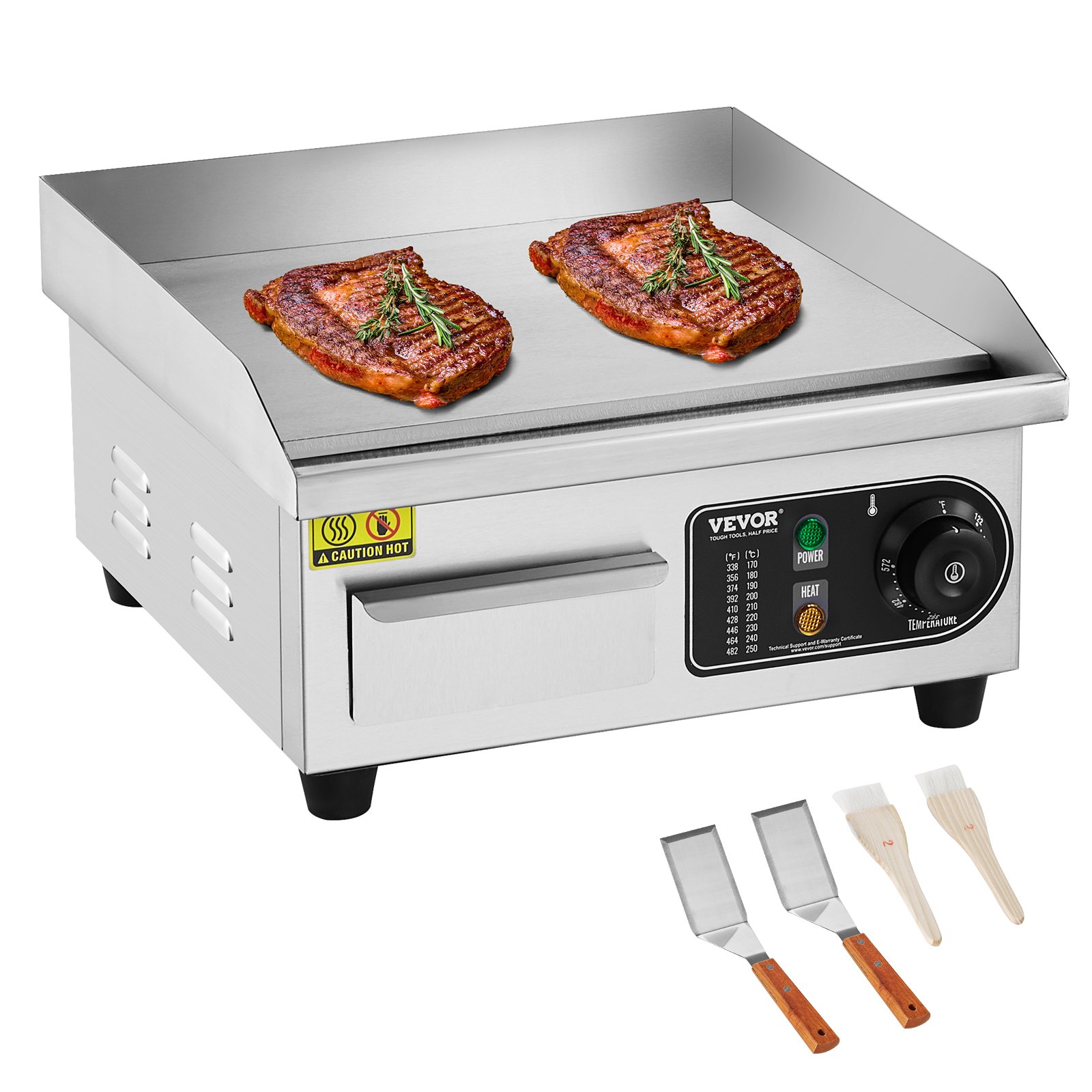 VEVOR Commercial Electric Griddle, 1700W Countertop Flat Top Grill, 122 ...