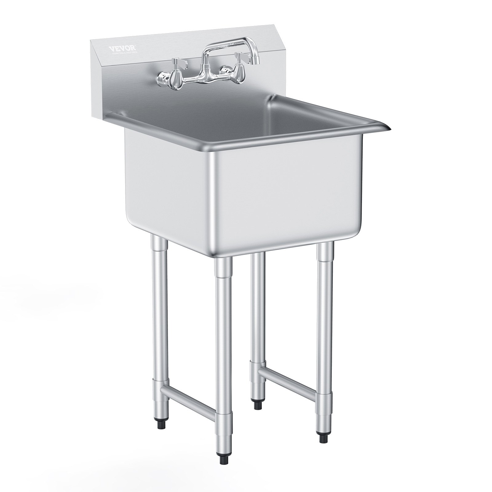 VEVOR Stainless Steel Prep & Utility Sink, 1 Compartment Free Standing ...