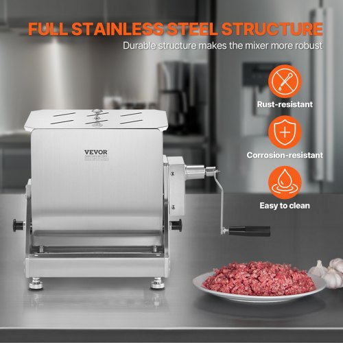 Manual Meat Mixer 60L Tilt Tank Mixing Max 60LB for Meat Sausage Mixer ...