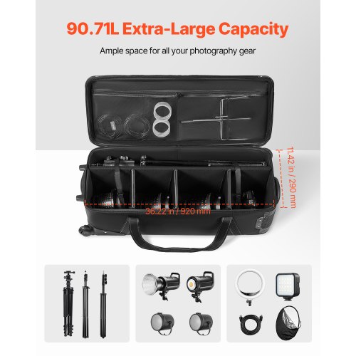 Studio Equipment Trolley Case 39.37 x 14.96 x 12.60 in Rolling Camera ...