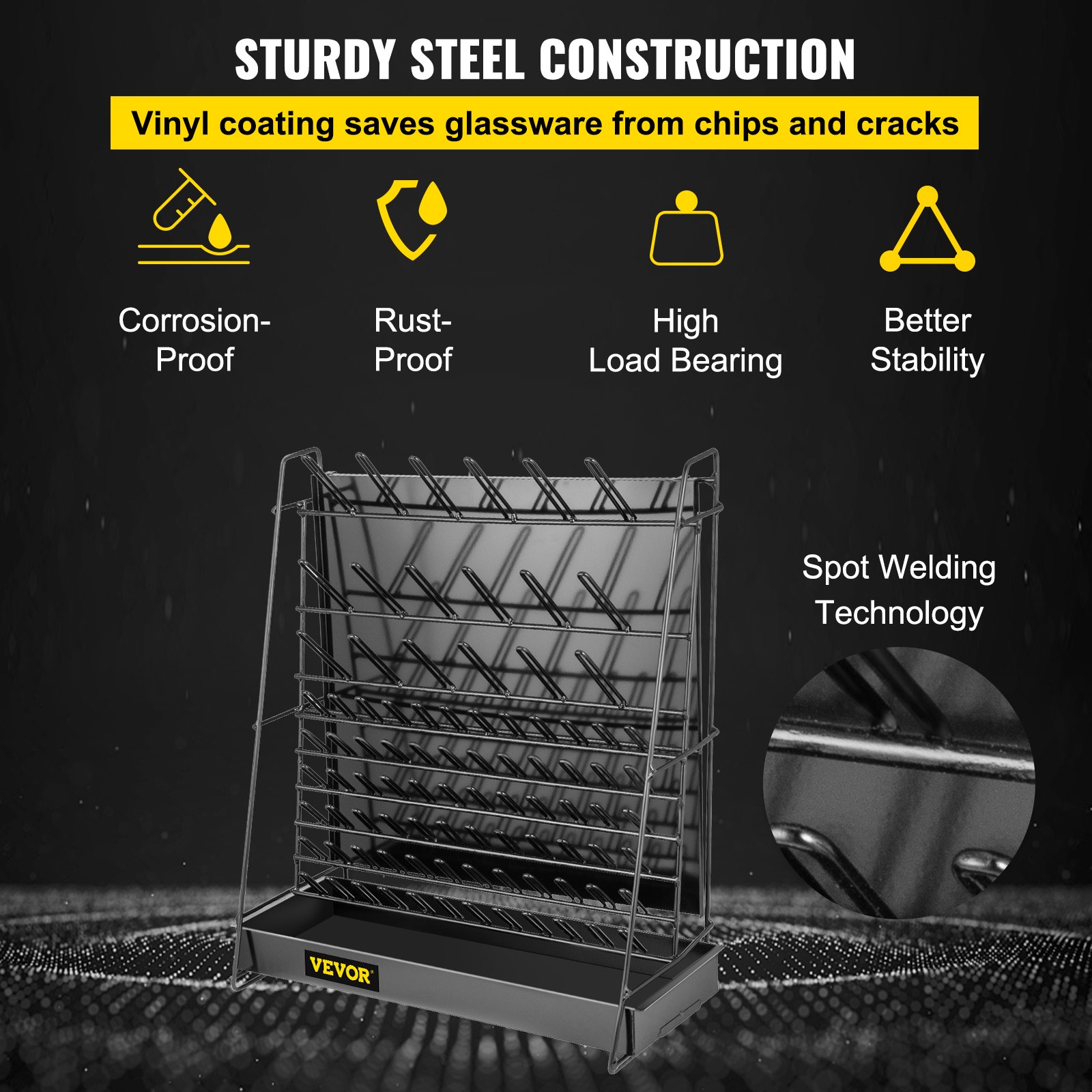 VEVOR Drying Rack for Lab 90 Pegs Lab Glassware Rack Steel Wire ...