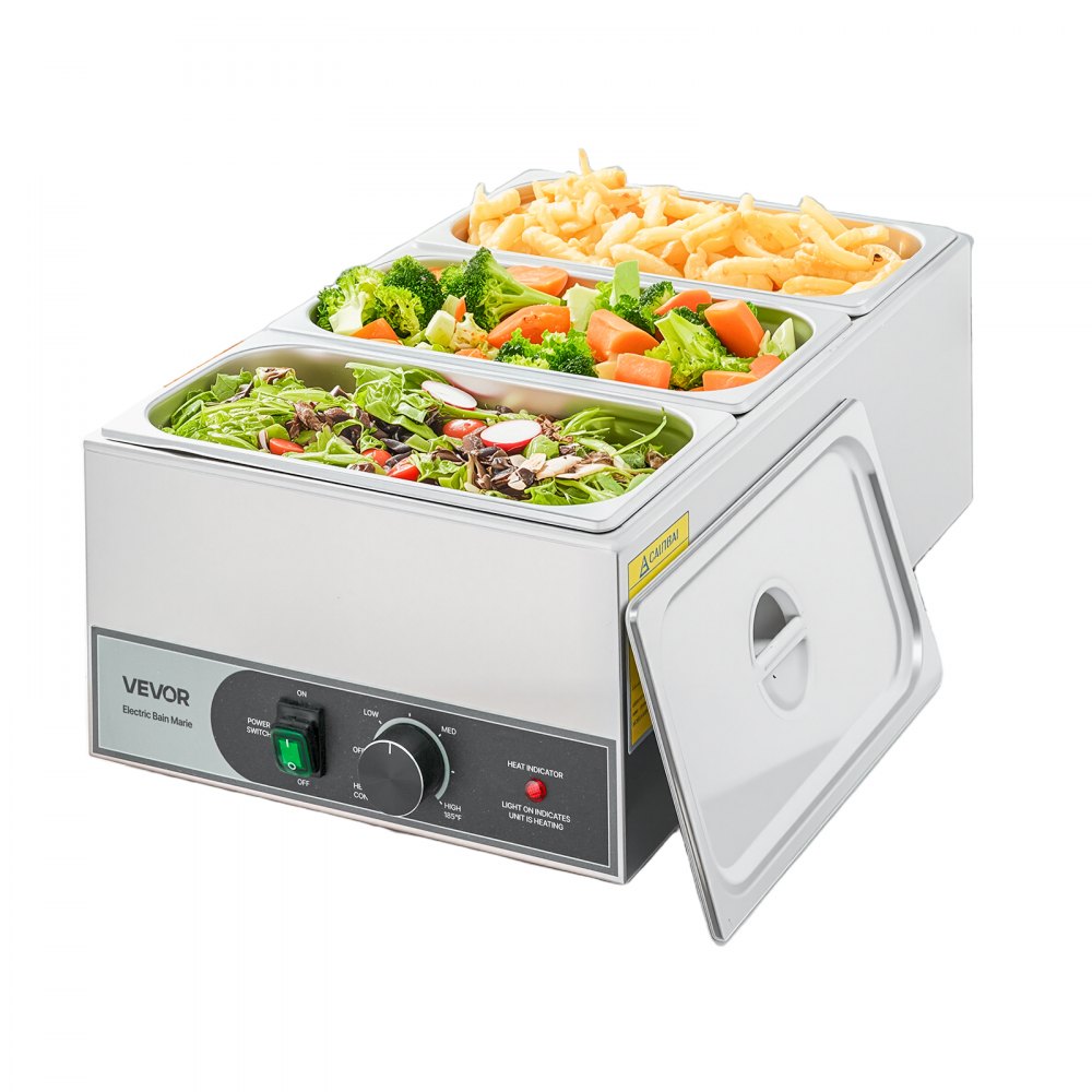 VEVOR Food Warmer Steam Table Countertop – 1200W, 3x1/3