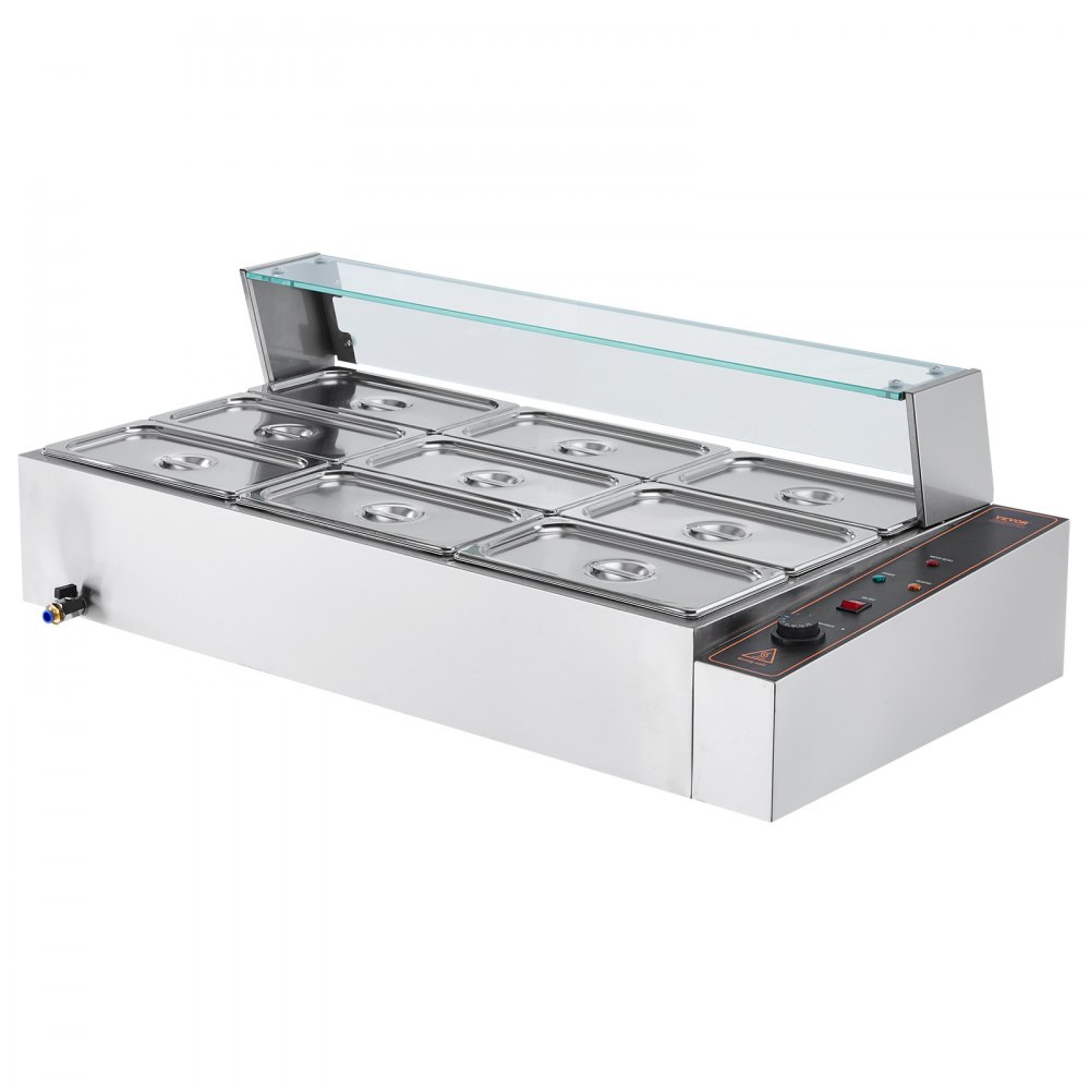 VEVOR Commercial Food Warmer, 1500W Electric Stainless Steel Steam Food ...