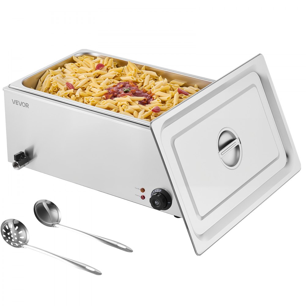 VEVOR Commercial Food Warmer, Full-Size Pan Electric Steam Table, 1200W ...