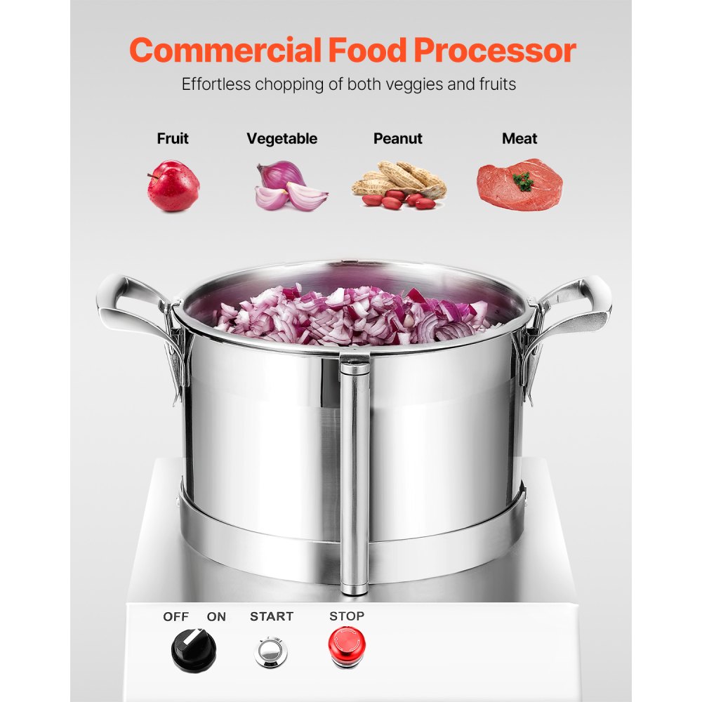 VEVOR Food Processor Vegetable Chopper 6.3Qt Food-Grade Stainless Steel ...