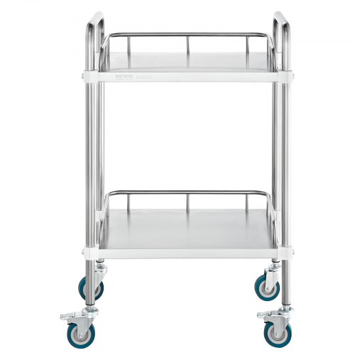 VEVOR Lab Rolling Cart, 2-Shelf Stainless Steel Rolling Cart, Lab ...