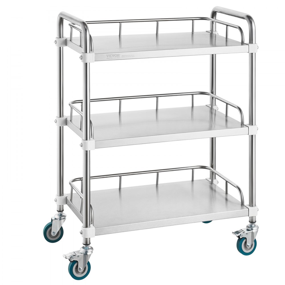 VEVOR Lab Rolling Cart, 3-Shelf Stainless Steel Rolling Cart, Lab ... VEVOR Lab Rolling Cart, 3-Shelf Stainless Steel Rolling Cart, Lab ...