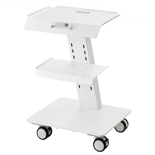 VEVOR Lab Trolley, 3-Layer Rolling Lab Cart, Metal Mobile Trolley with ...