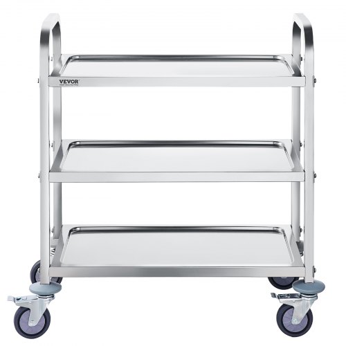 VEVOR Stainless Steel Cart, 3 Layers Lab Utility Cart 400 lbs Weight ...