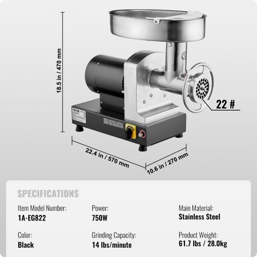 Commercial Electric Meat Grinder 14 Lbs/Min Sausage Stuffer Maker ...