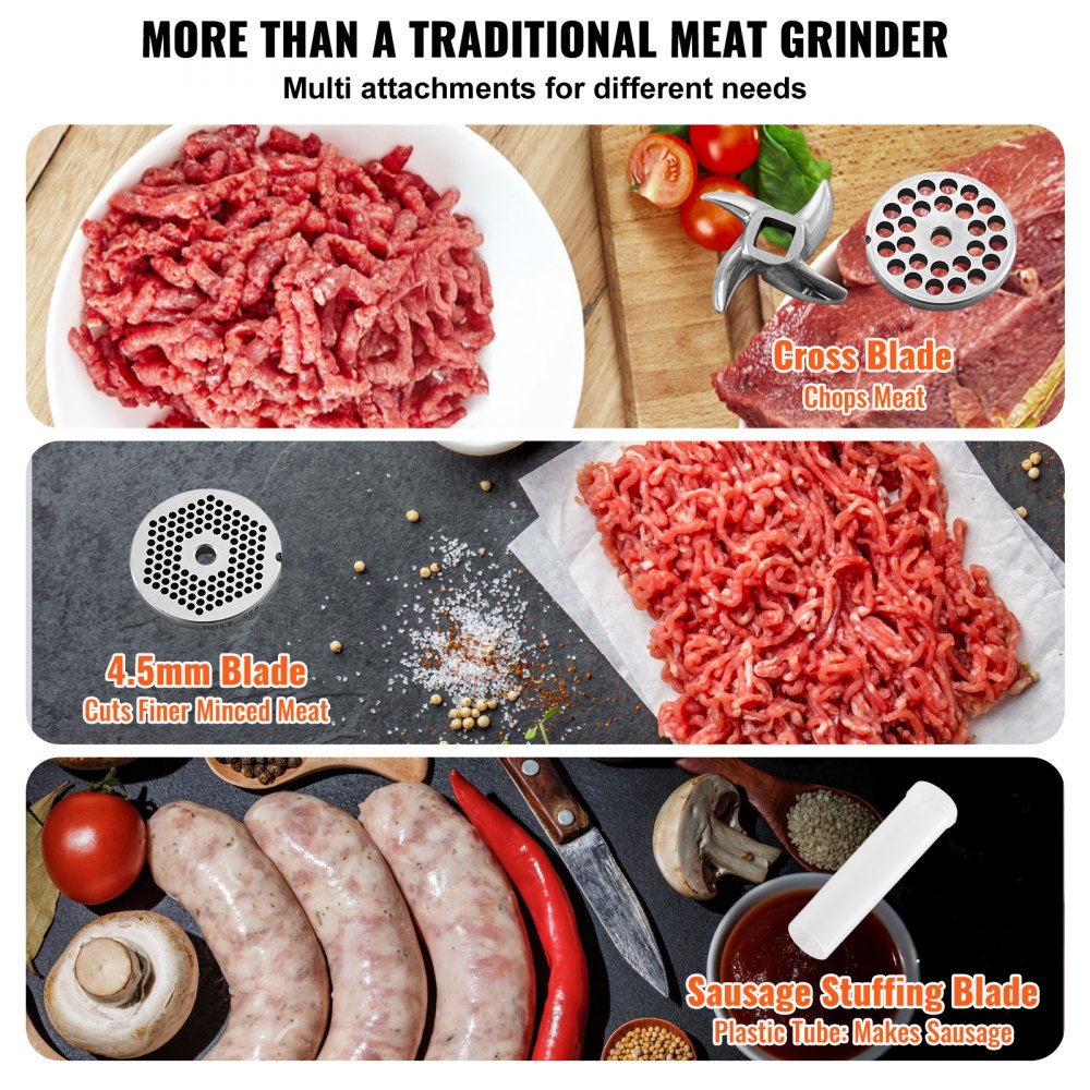 Commercial Electric Meat Grinder 21 Lbs/Min Sausage Stuffer Maker ...