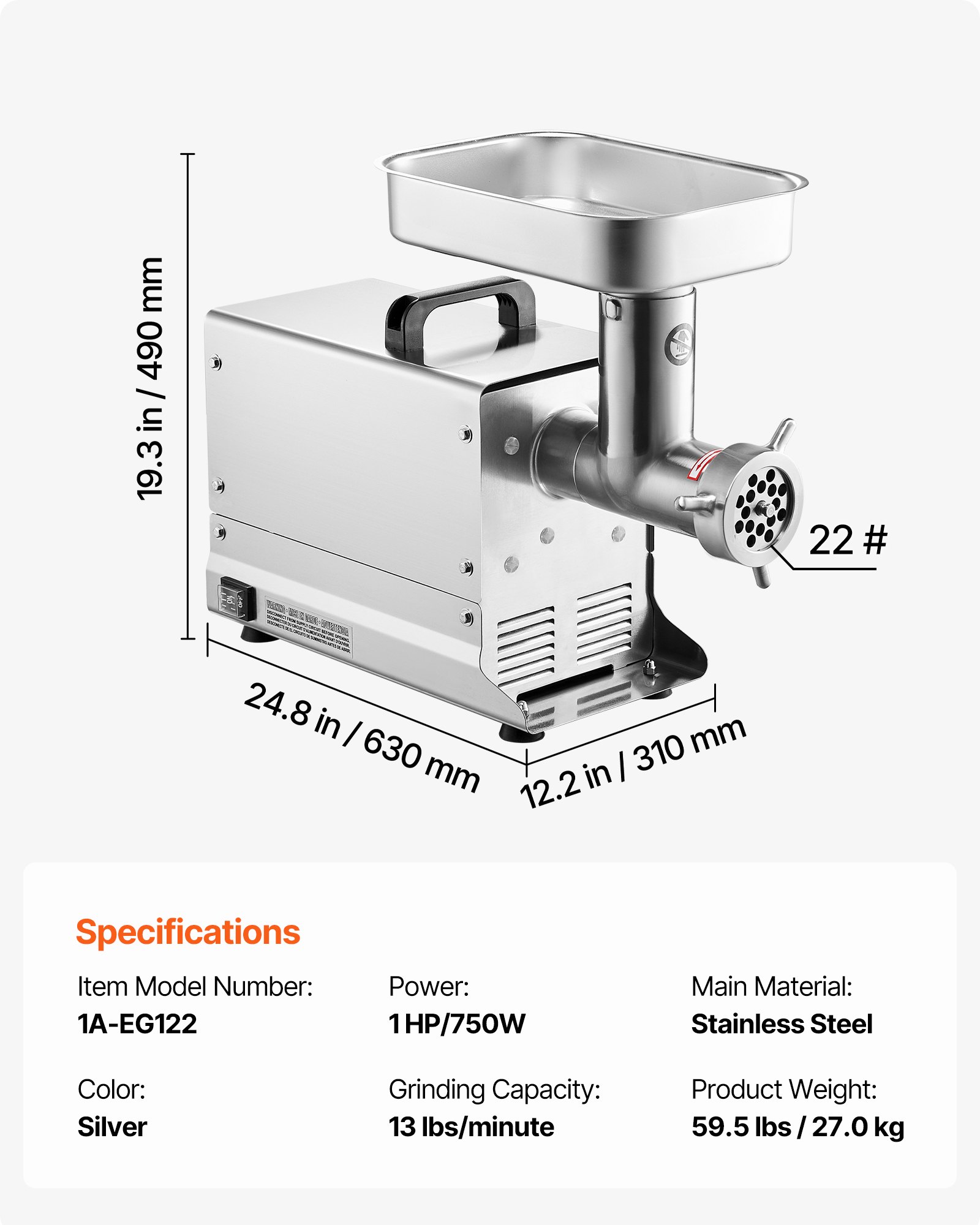 VEVOR Meat Grinder, 13 Lbs/Min Capacity Electric Meat Grinders with ...