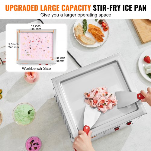 VEVOR Fried Ice Cream Roll Machine, 11" x 9.5" Stir-Fried Ice Cream Pan ...