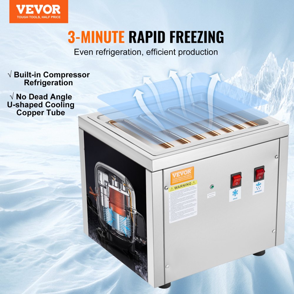 VEVOR Fried Ice Cream Roll Machine, 11" x 9.5" Stir-Fried Ice Cream Pan ...